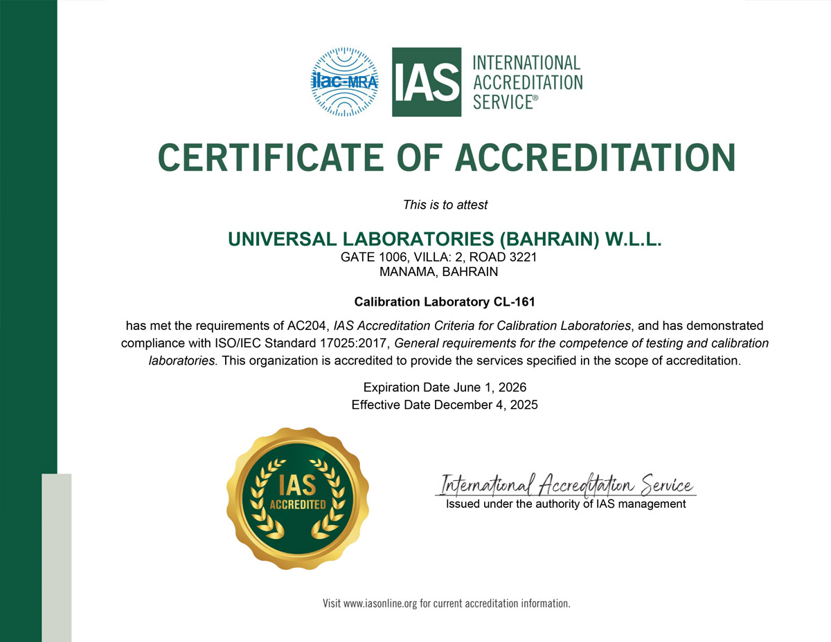 Certification of Universal Laboratories